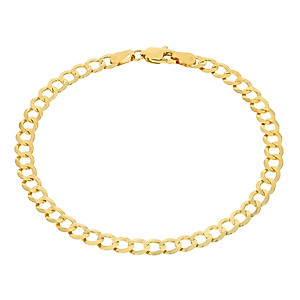 Nuragold 10k Yellow Gold 5mm Solid Cuban Curb Link Chain Bracelet, Mens Womens Jewelry 7" 7.5" 8" 8.5" 9"