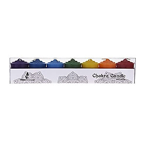Mega Candles 7 pcs Unscented Chakra Votive Candle, Hand Poured Premium Wax Candles 15 Hours 1.5 Inch x 2.25 Inch, Cotton Wick, Promotes Positive Energy, Meditation, Relaxation & More