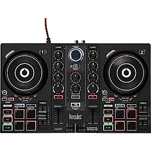 Hercules DJControl Inpulse 200 – DJ controller with USB, ideal for beginners learning to mix - 2 tracks with 8 pads and sound card - Software and tutorials included