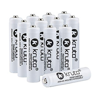 Kruta NiCd AAA 1.2V 600mAh Triple A Rechargeable Batteries for Outdoor Solar Lights Solar Lamp Garden Light (AAA Pack 12)