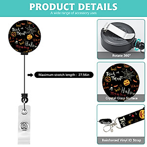 Oalushf ID Badge Holder with Lanyard, ID Badge Holders Retractable with Heavy Duty Reel, Detachable Lanyards for ID Badges for Women Men Nurse Doctor Teacher Student Office Gifts, Pumpkin