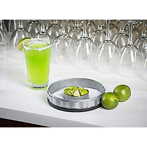 Tablecraft 2 Piece Glass Rimmer Tray with Non-Slip Top, Silver/Black