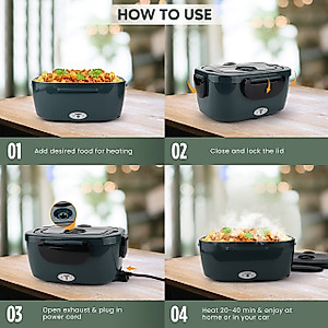 Better 4 You Electric Lunch Box – Food Heater Plug-In Lunch Box to Heat Lunch – Portable Food Warmer Car Lunch Box Warmer – Portable Electric Heating Lunch Box for Work 110V/12V – Teal & Black