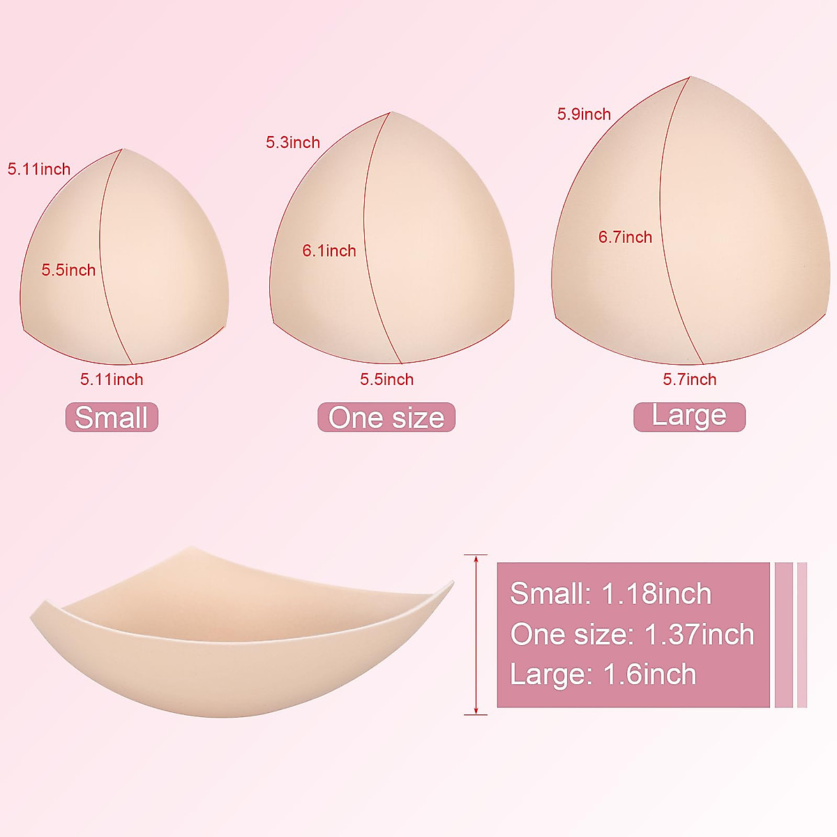 Womens Removable Smart Cups Bra Replacement Inserts Liner Pads 3 Pairs In Set