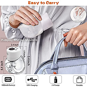 Wearable Breast Pump,Hands Free Breast Pump with LCD Display, 2 Modes & 9 Levels of Suction, Memory Function, Painless,Low Noise Rechargeable Wireless Breast Pump,24mm Flange