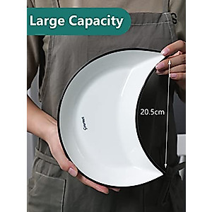 Plates and Bowls Sets,5 PCS Moon Dinner Plates Household/Hotel Porcelain Dish Set,White Ceramic Dinnerware Sets for Salad/Snack/Dessert/Appetizer, Microwave Oven and Dishwasher Safe Scratch Resistant