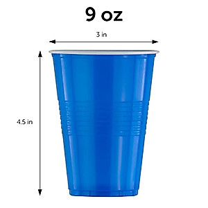 DecorRack Blue Plastic Cups, 9 oz Disposable Cups (50 Count)