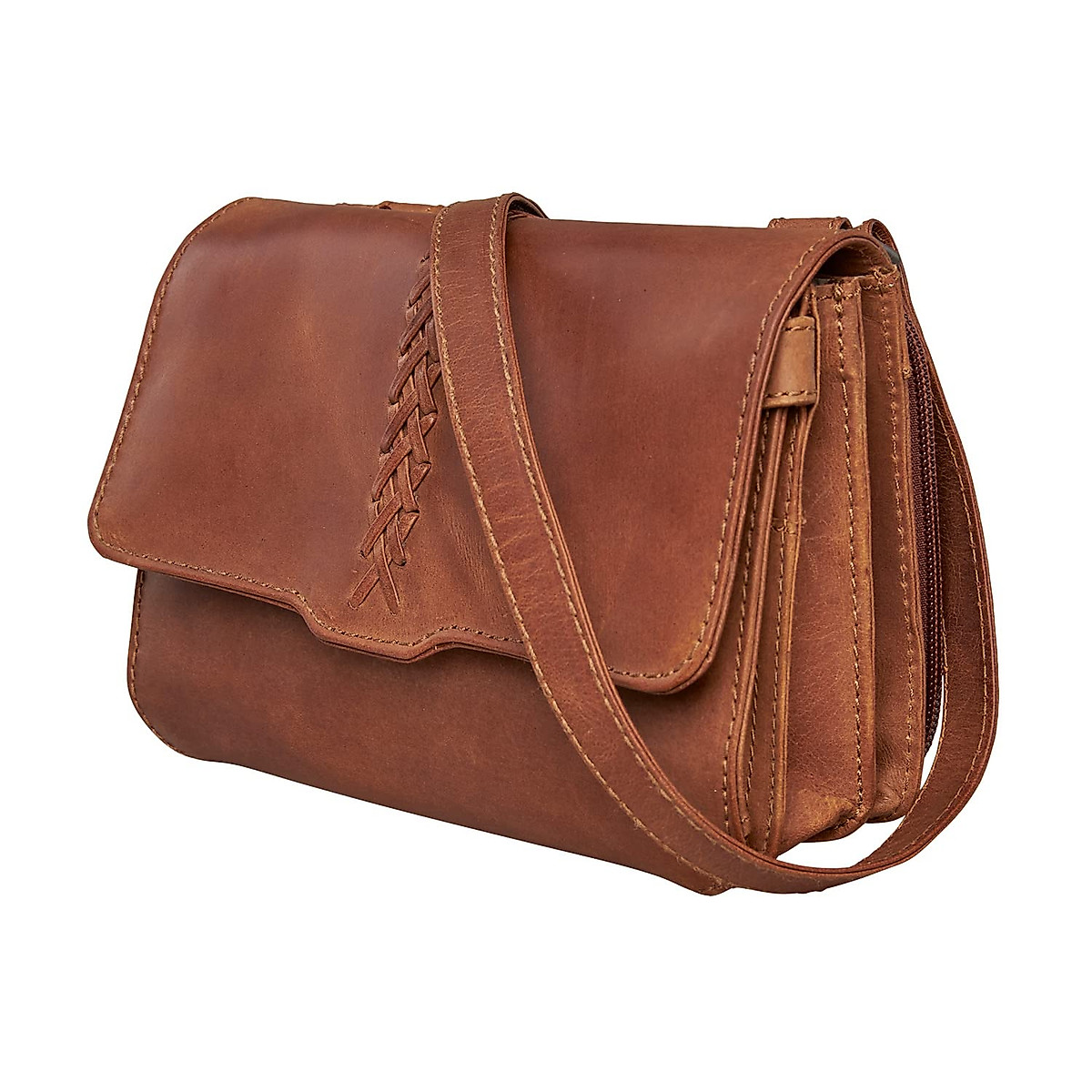 Lady Conceal Concealed Carry Jolene Leather Crossbody Organizer (Mahogany)