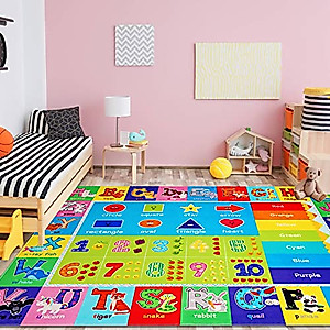 Kentaly Baby Play Mat Kids Rug for Floor, Playmat for Kids Toddlers Infant, Extra Large Thick Playtime Collection ABC, Numbers, Animals Educational Area Rugs for Playroom (78.7X59 Inch)