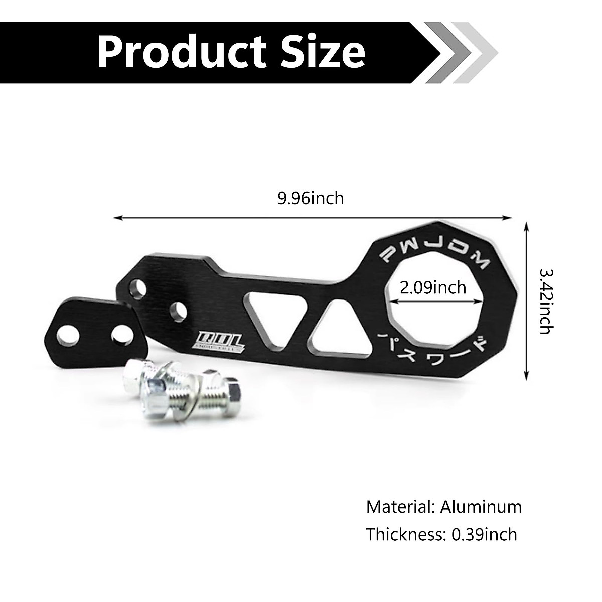 gunhunt 1 PC High-Strength Pull Ring, Light Metal Pull-Resistant Portable Front Rear Tow Hitch, Personalized Creative Car Universal Tow Hooks, Product Compatible with Cars, Trucks, Vans, SUVs (Black)