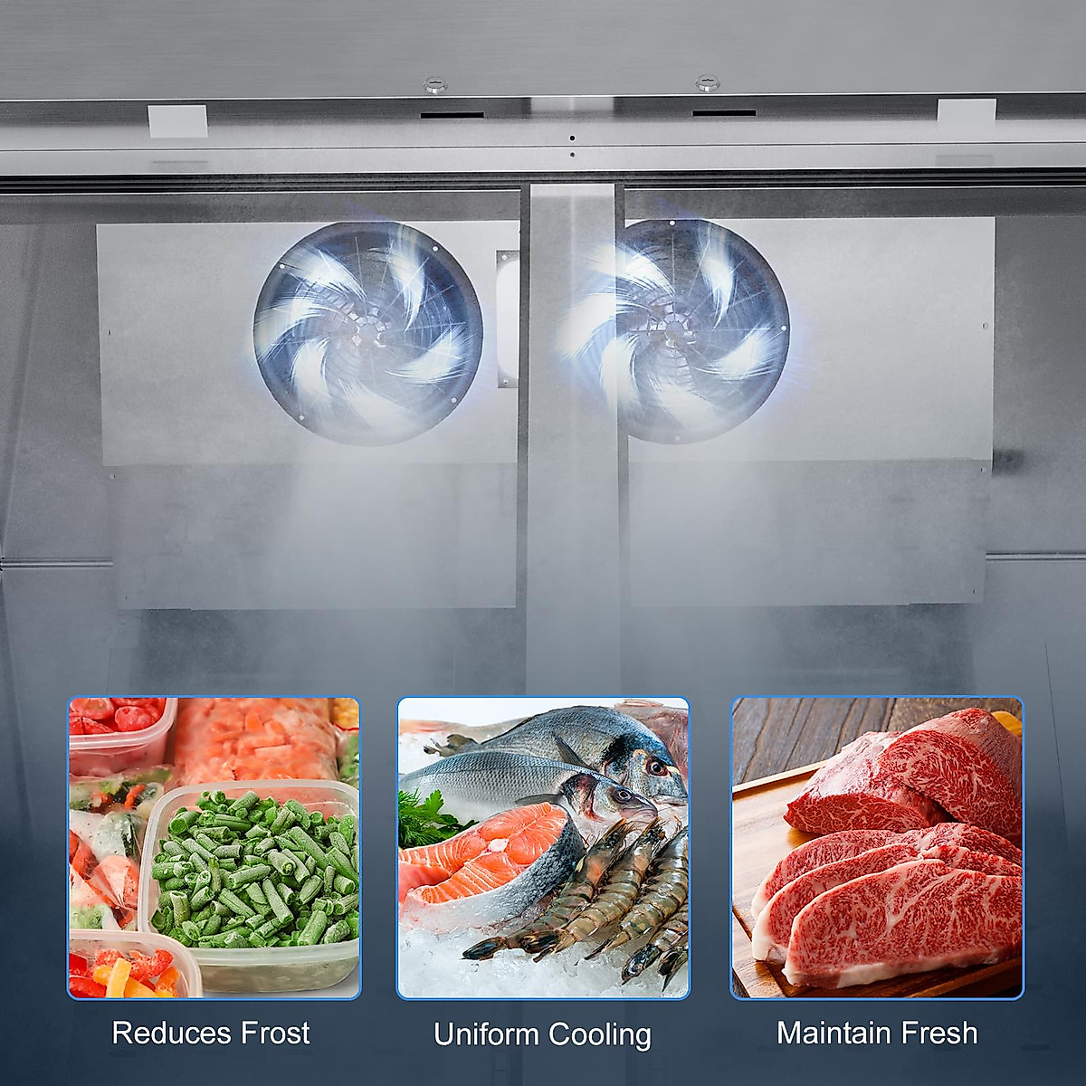 OUTBID 54" Commercial Freezers Upright 2 Door Stainless Steel Reach In Freezer with 8 Shelves, 49 Cubic Feet Air Cooling Auto Defrost Freezer for Restaurant Kitchen Garage, ETL NSF Approved