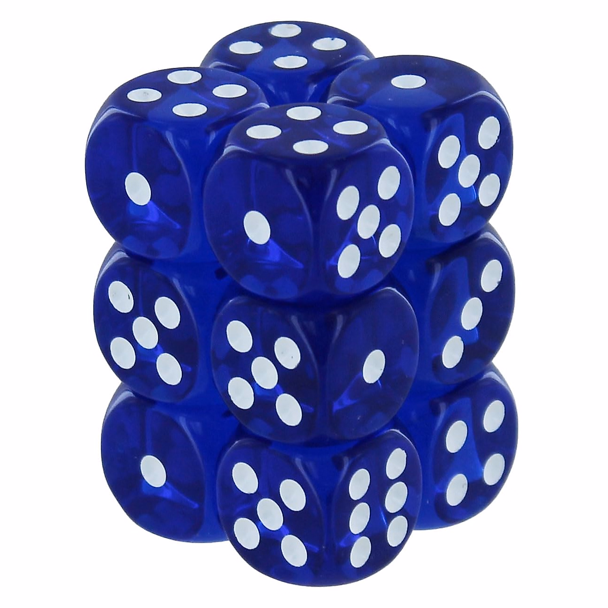 Chessex DND Dice Set-16mm Translucent Blue and White Plastic Polyhedral Dice Set-Dungeons and Dragons Dice Includes 12 Dice – D6, (CHX23606)