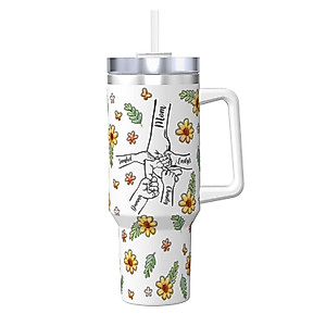 Personalized 40 Oz Stainless Steel Tumbler Best Mom Ever Cup Gift, Custom Name 3D Inflated Effect Travel Mug, Birthday Valentine's Day Coffee Mug for Mom Nana Mothers Day Gifts for Mom,04