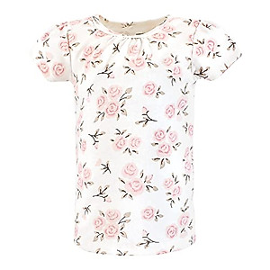 Hudson Baby Unisex Baby Short Sleeve T-Shirts, Cinnamon Pink Prints, 12-18 Months