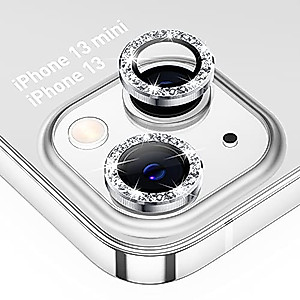 Tensea for iPhone 13 mini/iPhone 13 Camera Lens Protector, 9H Tempered Glass Camera Cover Screen Protector Metal Individual Ring for iPhone 13mini 5.4 inch / iPhone13 6.1 inch 2021