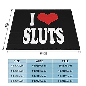 I Love Sluts Throw Blanket Soft Cozy Flannel Blanket, for Couch Bed RV 60"x50"