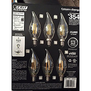 Feit Dimmable LED Clear Chandelier Soft White 6-Pack (40W Replacement) 3.8W