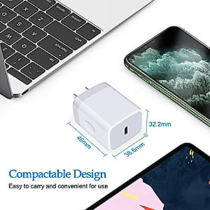 [2-Pack]USB C Wall Charger,20W Type C Charger Fast Charging Block USB C Power Adapter Wall Plug for Samsung Galaxy A14,A13,A03s,S23,S22Ultra,A53,S21,S21 FE;iPhone 14 Pro,13,12 Pro,Google Pixel 6,6 Pro