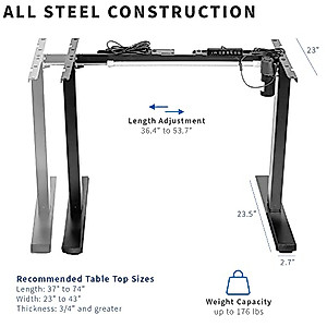 VIVO Electric Stand Up Desk Frame Workstation, Frame Only, Single Motor Ergonomic Standing Height Adjustable Base with Memory Controller, Black, DESK-V100EBY