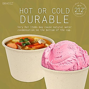 brheez 2 oz - Pack of 100 Disposable Bagasse Fiber Souffle Cups , 100% Natural, Biodegradable & Compostable Perfect for Condiments Small Portion & Samples Eco Friendly Paper Alternative - Natural