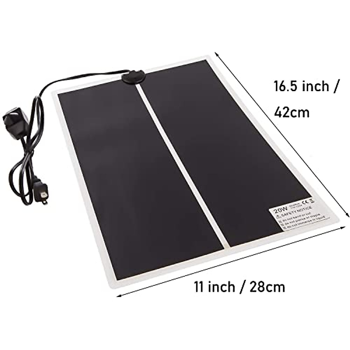 XIEHUZA Reptile Heating Mat with Temperature Adjustment, Waterproof Reptile Heat Pad Under Tank Terrarium Heater for Amphibians, Small Animals, Seeding (20W - 16.5 x 11 in)