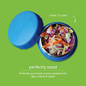 LunchBots Rounds Leak Proof 4 oz. Stainless Snack Container Jar, Set of 2, Blue Lid