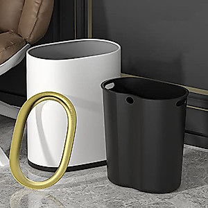 1.6 Gallon Oval Stainless Steel Small Trash Can Wastebasket, Garbage Container Bin Open Top Wastebasket for Bathroom, Kitchen, Office, Hotel, Home (Black)