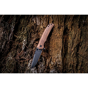 MOTEECRAG Walnut edc knife Wood handle folding pocket knife bulk edc mini flipper knife with Clip, Real Wood Handle for Men Women Everyday Carry for Indoor Outdoor Gift