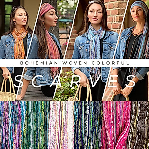 Humble Hilo Multi-Colored Scarf/Shawl for Women Lightweight Head or Neck Scarf (Turquoise (F23))