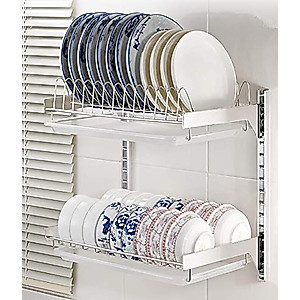 PLABCATNB Dish Rack,Kitchen Racks Drain Dish Rack Wall Mount Perforated Installation - 2 Layers / 3 Layers/3 Layers (2 Layers)