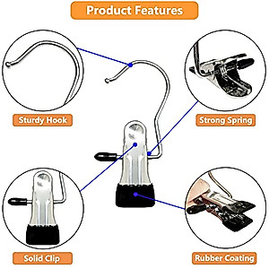 32 Pack Colorful Metal Clothes Pins for Laundry + 12 Pack Boot Hanger Clips Clothes Pins