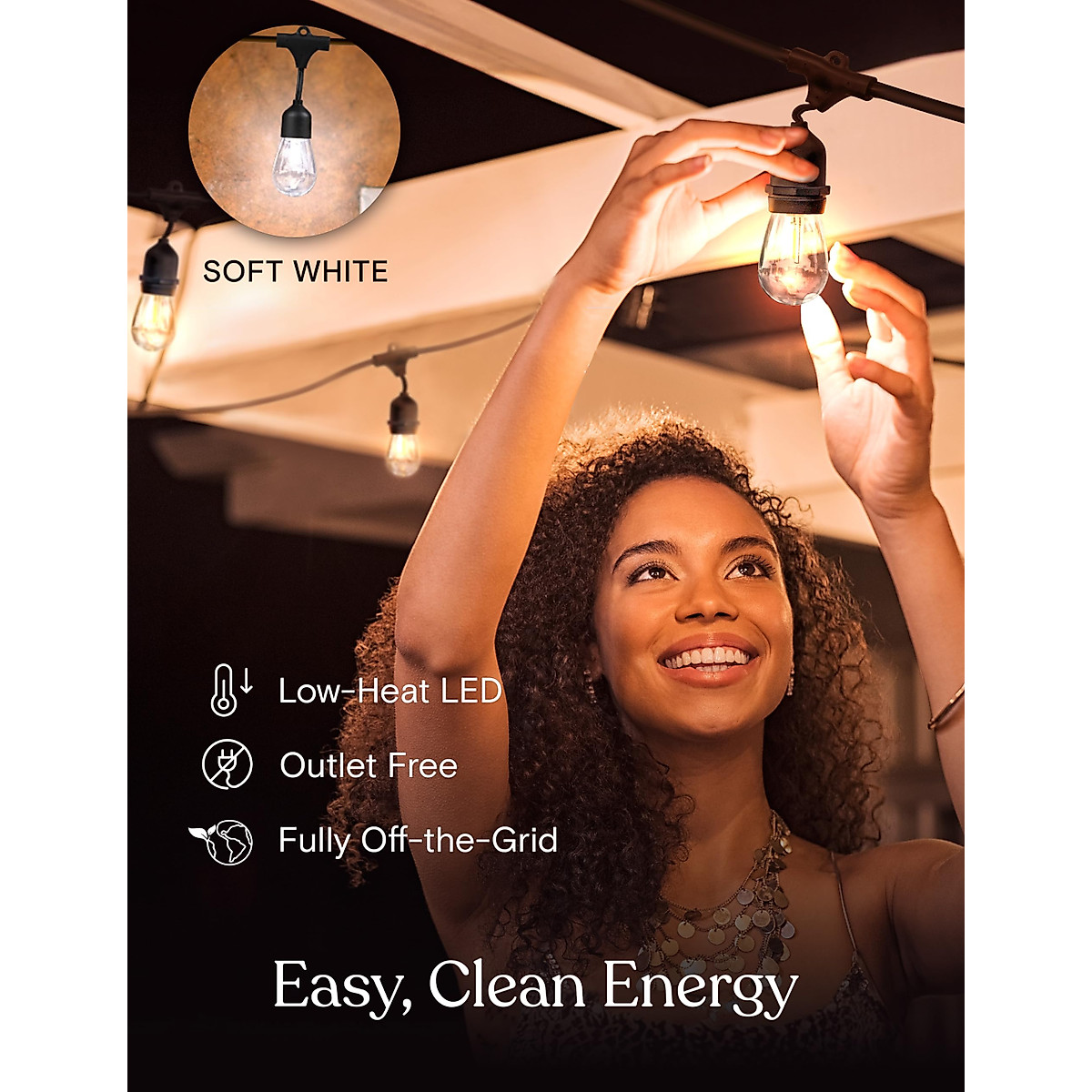 Brightech Ambience Pro – Solar Power Remote Control Outdoor String Lights with Edison Bulbs – Shatterproof, Commercial Grade LED Waterproof Patio Lights – 1W, 3,000K, Hanging, 48 ft