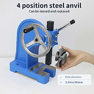 HAowosi Arbor Press 1 Ton,Ratchet Leverage Arbor Press with Handwheel,5.5" Maximum Height Manual Desktop Punch Press Machine Metal Arbor Press Tool,for Stamping