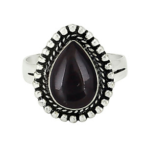 5.07Cts Solitaire Natural Black Onyx 925 Silver Plated Ring Size 9 For Women, Handmade Black Stone July Birthstone Ring Jewelry Gift For Women Mom Wife