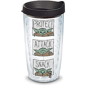 Tervis Star Wars - The Mandalorian Protect Attack Snack Made in USA Double Walled Insulated Tumbler Travel Cup Keeps Drinks Cold & Hot, 16oz, Classic