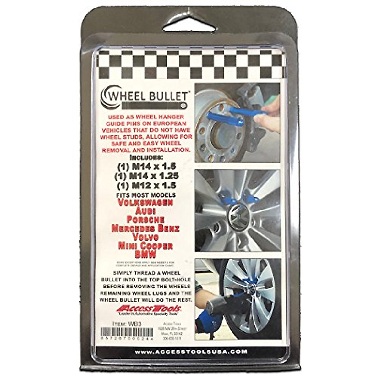 Access Tool WB3 Wheel Bullet 3-Pack, 14x1.25 & 14x1.5 & 12x1.5