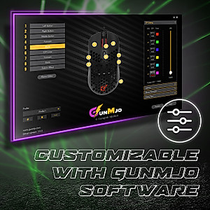 GUNMJO Gram DIY Honeycomb Shell 2.4G Wireless RGB Gaming Mouse, Gaming Wireless Mouse with 9 Buttons and Up to 10,000 DPI, Computer Mice for PC Gaming, Black Color
