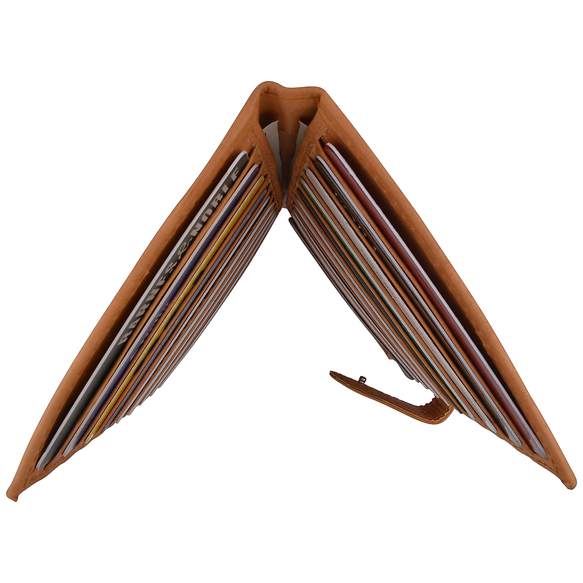 Genuine Leather Bifold Credit Card Holder Secretary Wallet with Snap Closure (Tan)