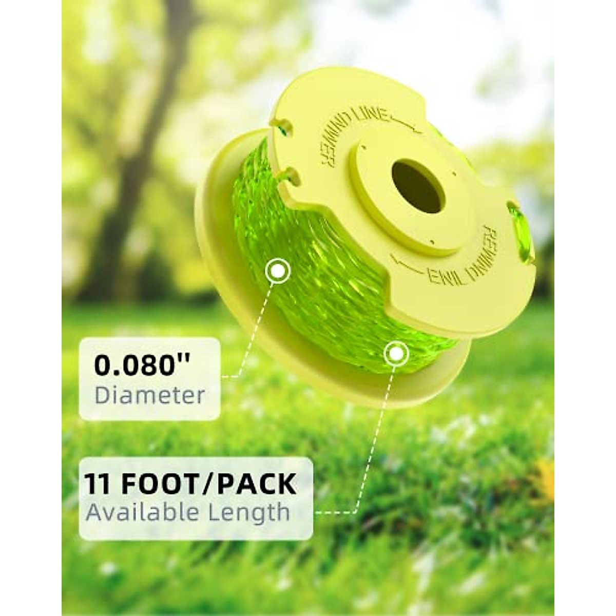 Weed Wacker String Compatible with Ryobi One Plus+ AC80RL3, 0.08'' String Trimmer Line,Weed Eater String Compatible with Ryobi 18V, 24V, 40V Trimmers(10 Replacement Spool, 2 Trimmer Cap Cover)