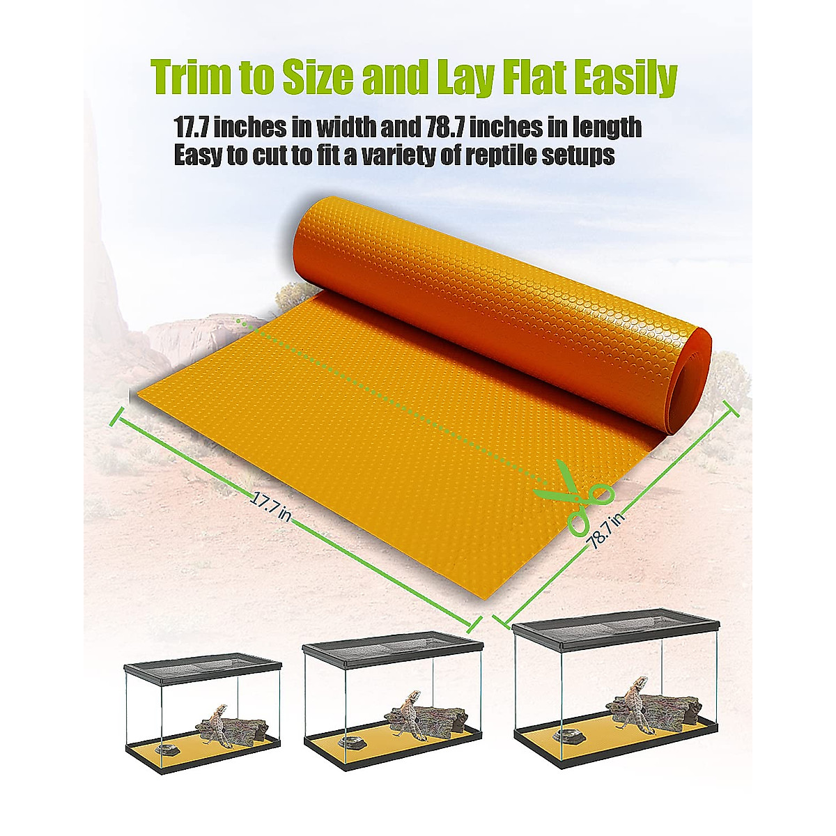 Helidrago Bearded Dragon Tank Accessories, Reptile Substrate Floor, Leopard Gecko Tank Liner Mat for 40 Gallon, 20 Gallon, 50 Gallon,75 Gallon Lizard Tank, Yellow