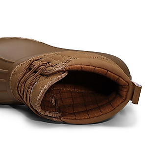 DREAM PAIRS Women’s SDSB2211W-1 Waterproof Duck Rain Boots Ankle high Snow Boots Lace up Winter Boots,TAN,Size 10