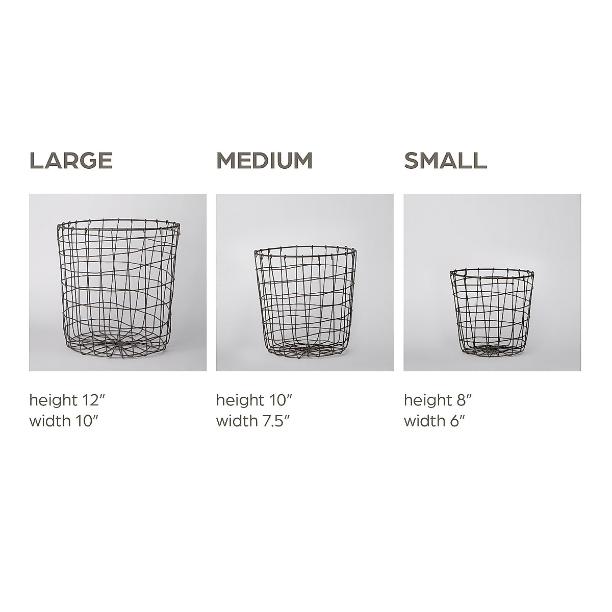 8"D x 6"W x 8"H Wire basket for blankets, kids toys, food and organized pantries. Cool designed metal round storage blanket to this round wire basket to decorate your bedroom and living room