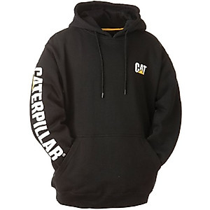 Caterpillar Men's Trademark Banner Hooded Sweatshirt (Regular and Big & Tall Sizes), Black, Small