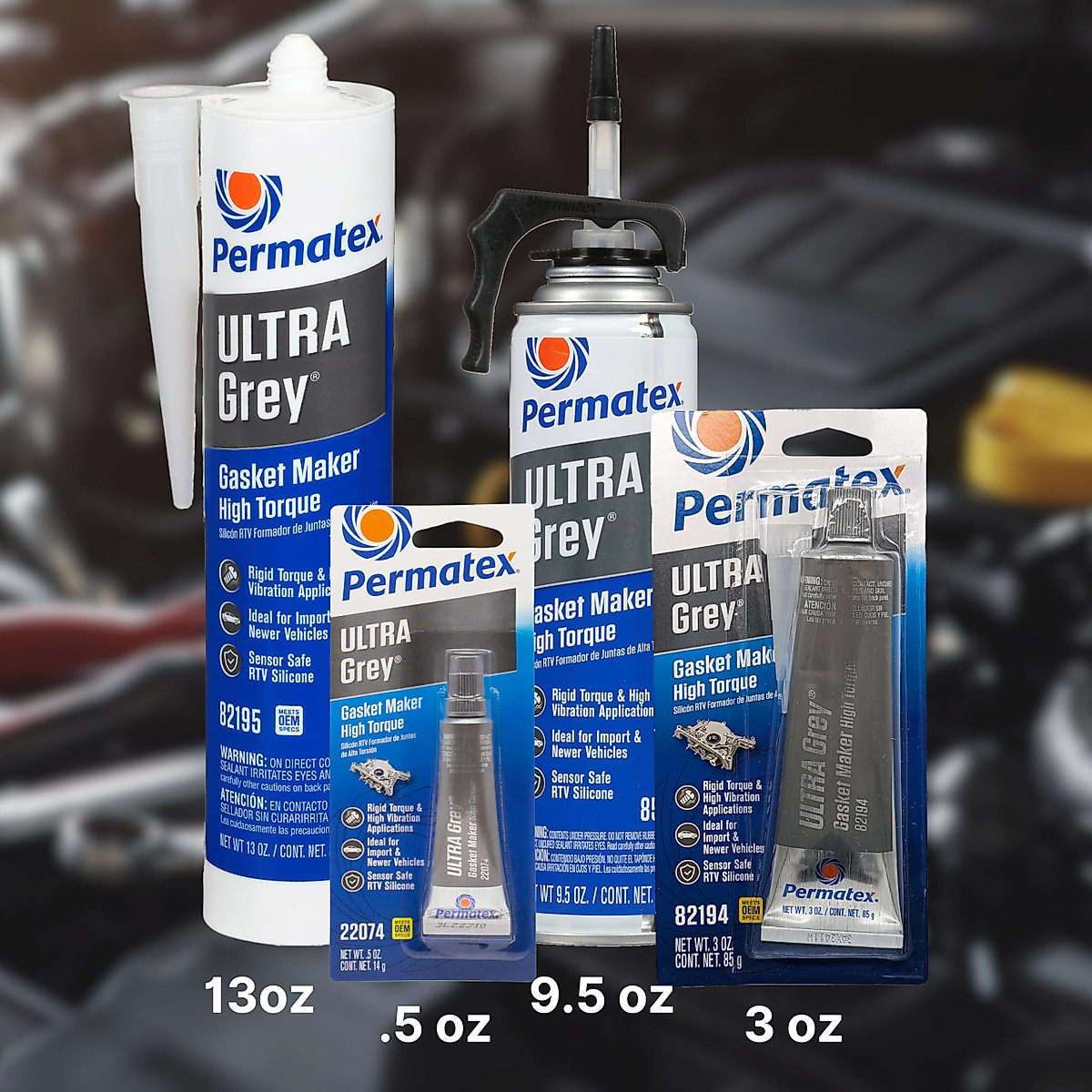 Permatex 82194 Ultra Grey Rigid High-Torque RTV Silicone Gasket Maker, 3.5 oz.