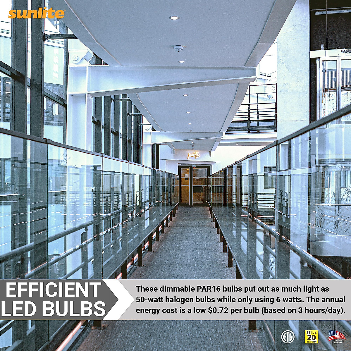 Sunlite LED PAR16 Dimmable, Short Neck Recessed Spotlight Light Bulb, 6-Watt, (50W Halogen Replacement) 500 Lumens, Medium E26 Base, 90 CRI, ETL Listed, 6 Count, 5000K Daylight