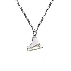 Skater Necklace Ice Skate Necklace White Enameled Figure Skating Pendant Team Sport Skater Jewelry Skate Lover Gift (silver)