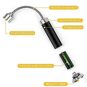 KOSIN Barbecue Grill Light Magnetic Base Super-Bright LED BBQ Lights-360 Degree Flexible Gooseneck, Gifts for Men Dad Boyfriend, Traeger Pit Boss Smoker Grill Accessories, Batteries Included-Pack of 2