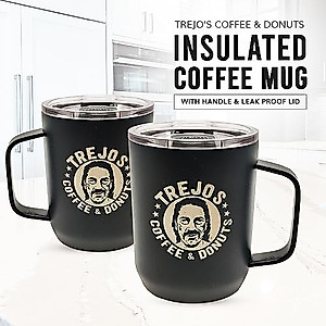 Trejo’s Coffee CamelBak Insulated Coffee Mug with Handle and Leak Proof Lid, 12oz Double Wall Travel Camp Mug (Black)