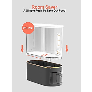 JOSTRY 25 Lbs Large Sealed Rice Dispenser, Cereal Dry Food Storage Containers with Measuring Cup, BPA-Free Household for Kitchen Pantry Organization