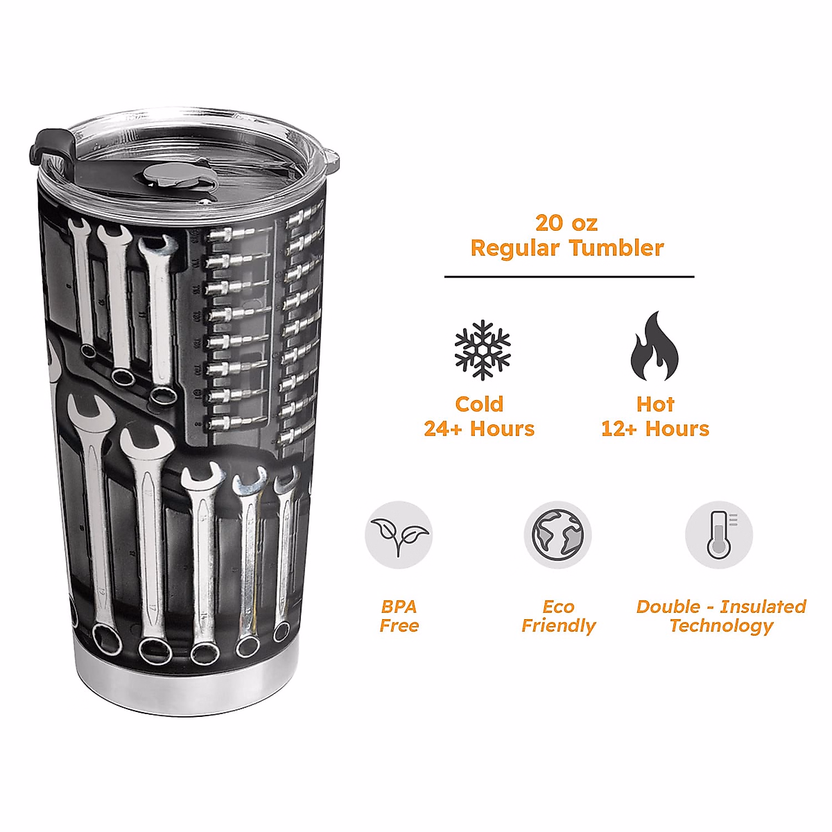 20oz Mechanic Gifts for Men, Valentines Day Gifts for Him, Cool Unique Gifts for Husband, Dad, Son, Coffee Thermos for Men, Mechanic Toolbox Tumbler Cup Insulated Travel Coffee Mug with Lid